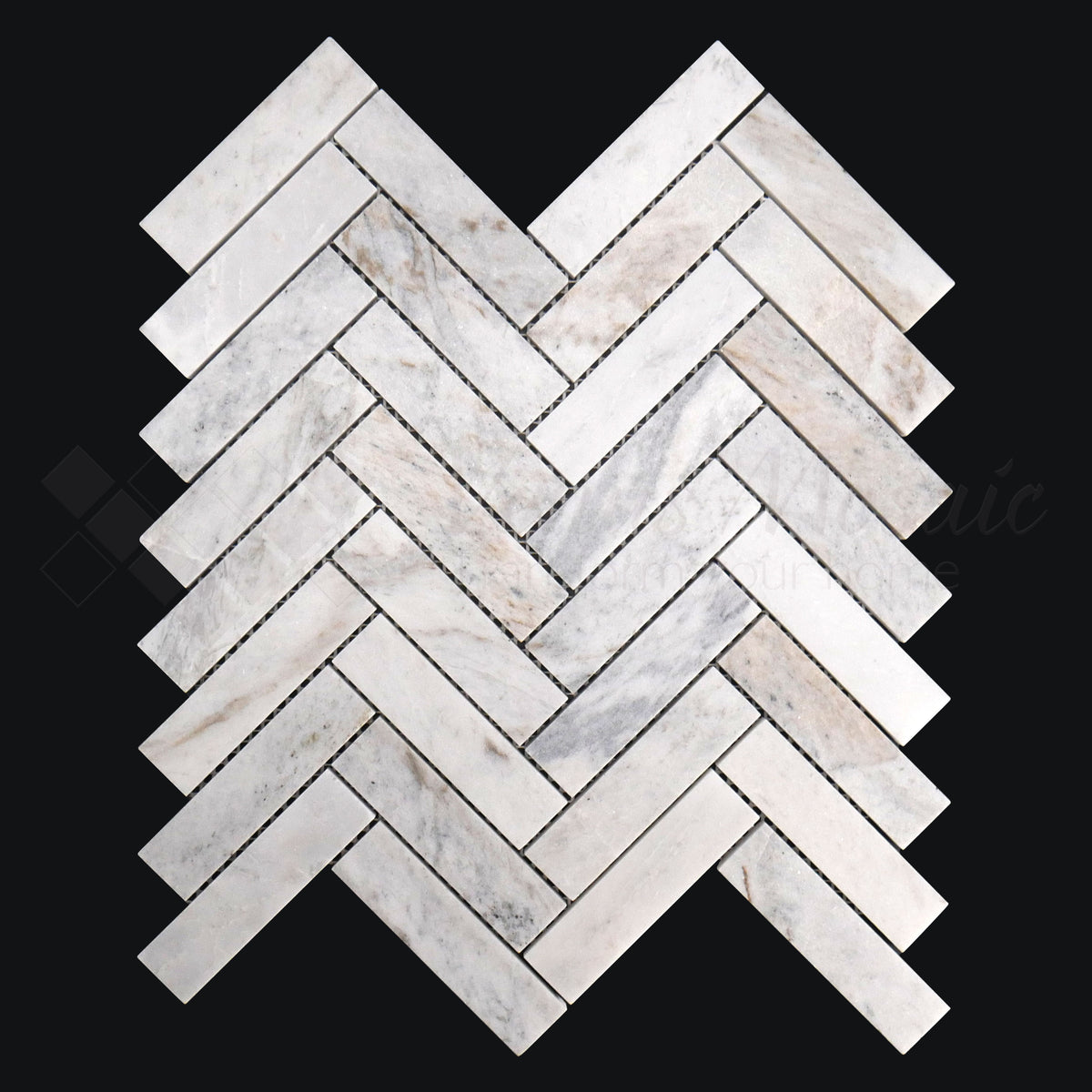 Venus Mosaic Marble Herringbone Blue Thassos – Mosaic Tiles Philippines