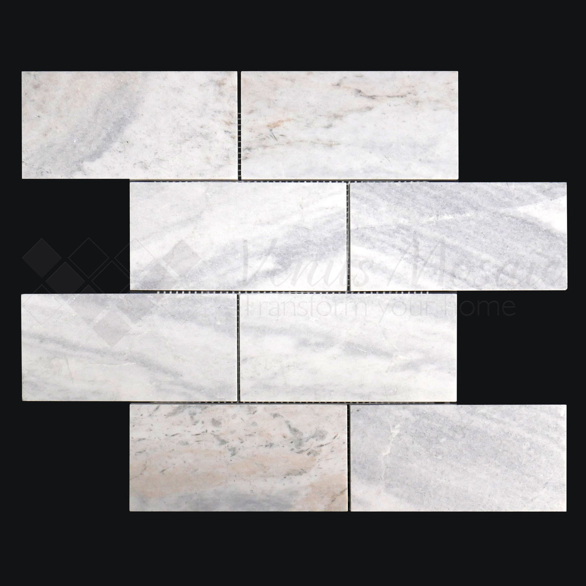 Venus Mosaic Marble Subway Blue Thassos – Mosaic Tiles Philippines