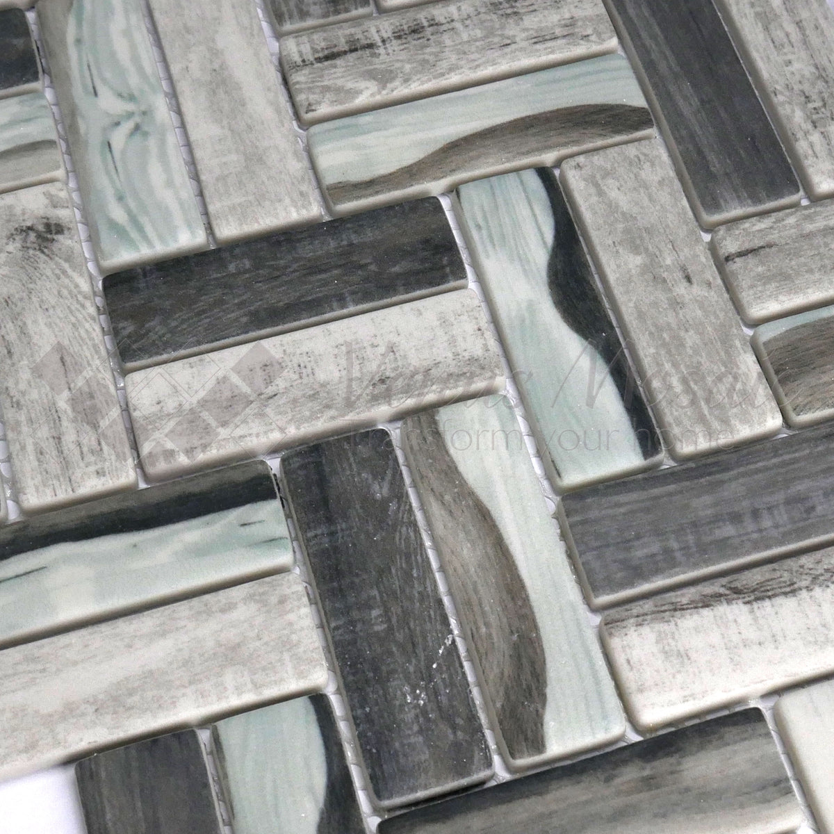 Venus Mosaic Herringbone - Eco Glass Mosaic – Mosaic Tiles Philippines